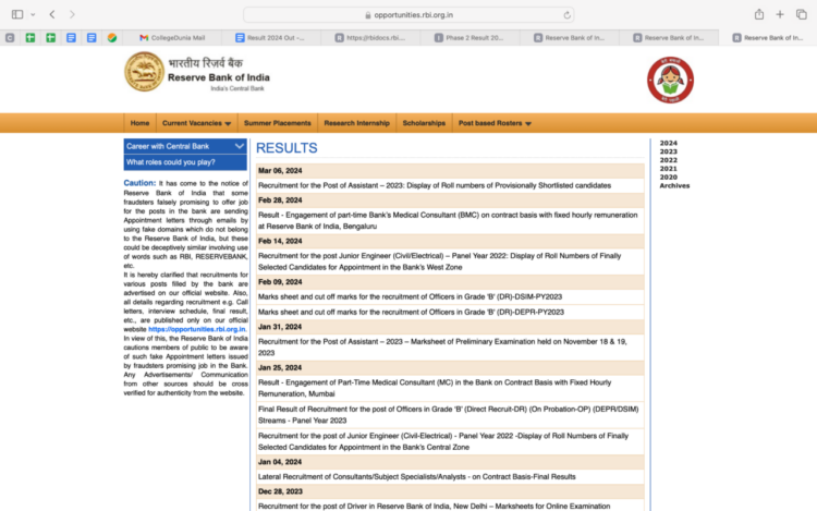 RBI Assistant Mains Phase 2 Result 2024 out to fill 450 vacancies; Download PDF @rbi.org.in