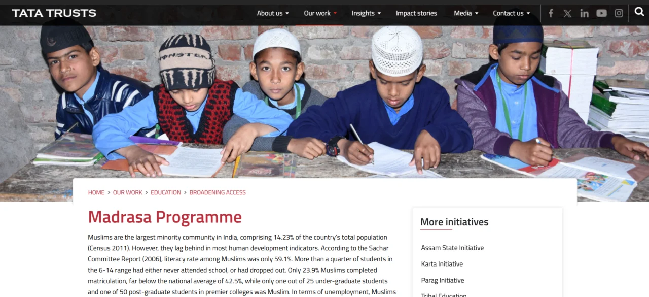 Tata Trusts Madrasa Programme Sparks Debate